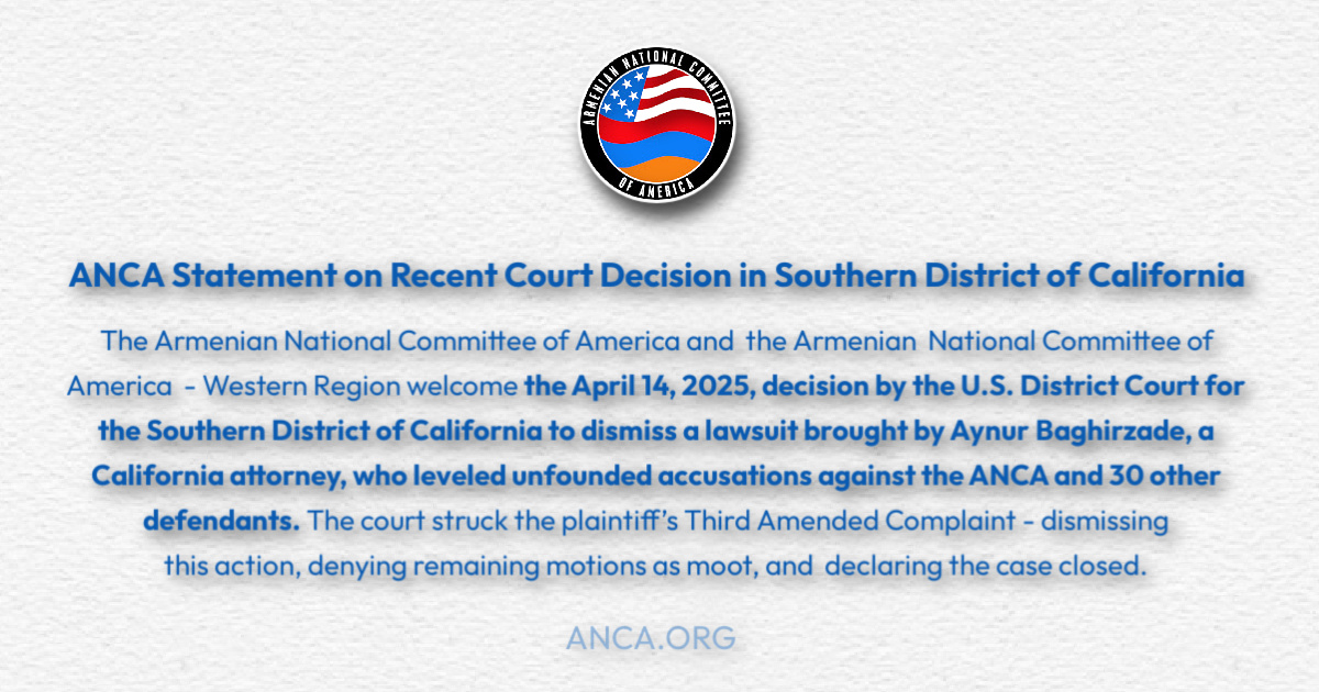 ANCA Statement on Recent Court Decision in Southern District of ...